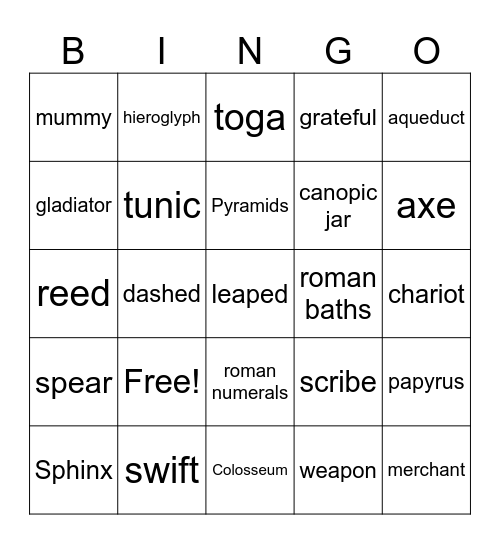 Unit 7 Bingo Card