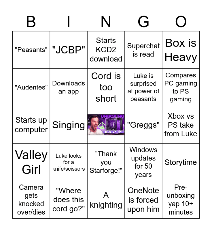 Unboxing Video Luke Dale April 18th Bingo Card