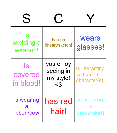 find a character who... Bingo Card