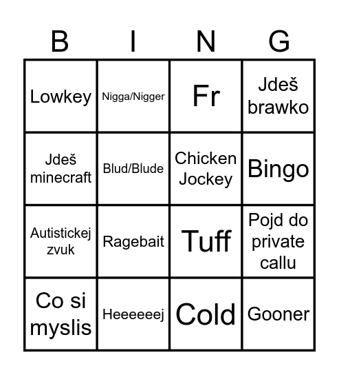 Adam Bingo Card