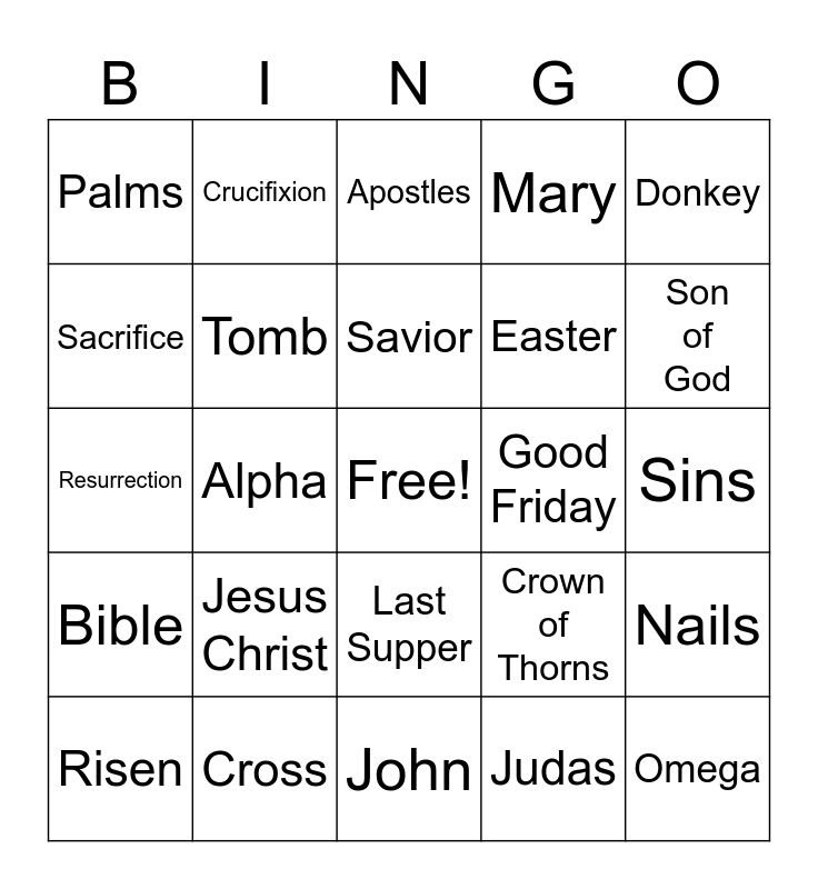 Easter Bingo - Holy Bingo Card