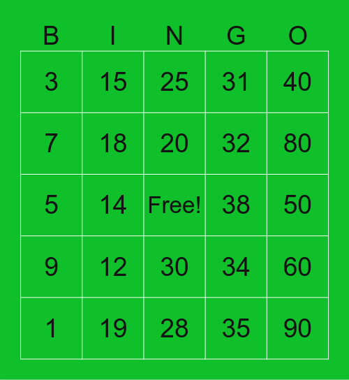 NIGHTINGALE'S BONANZA Bingo Card