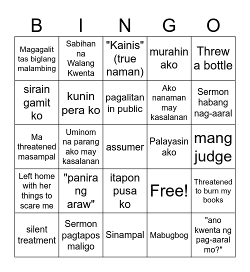 mama problems Bingo Card