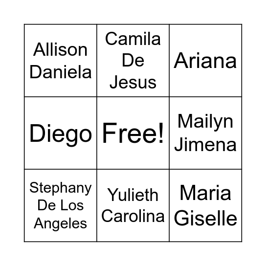 Name bingo Card