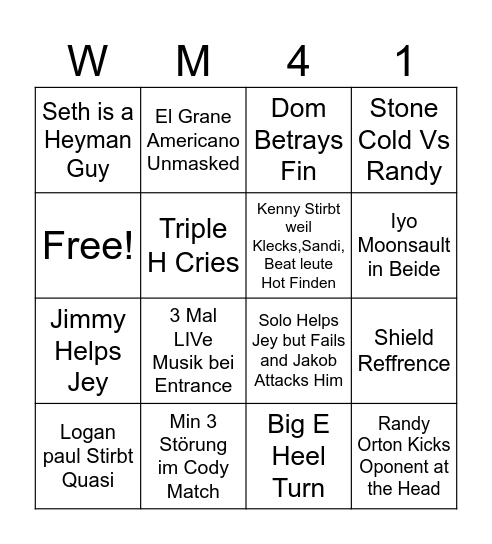 WM 41 Happens? Bingo Card