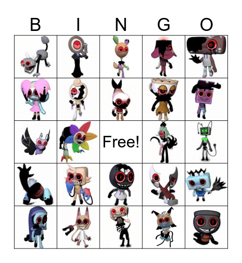 Dandy`s World Twisted Bingo Card