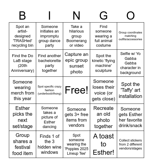 ESTHERCHELLA Bingo Card