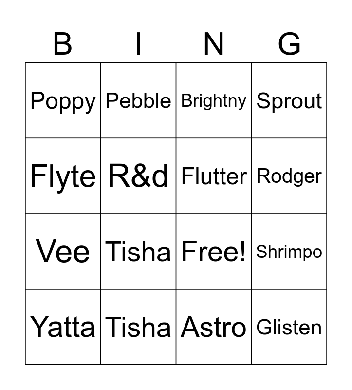 Dandy`s World Twisted Bingo Card