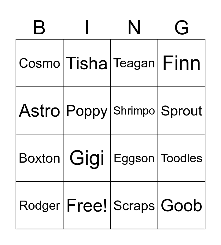 Dandy`s World Twisted Bingo Card