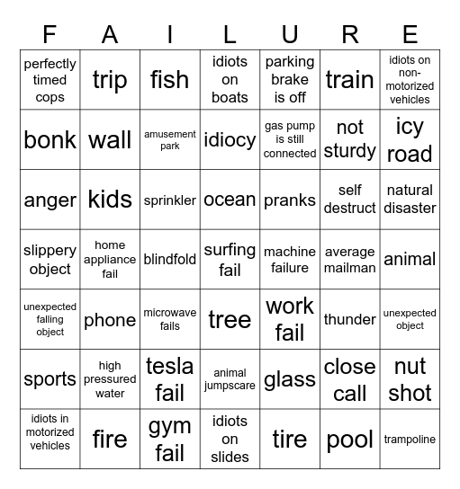 failarmy bingo Card