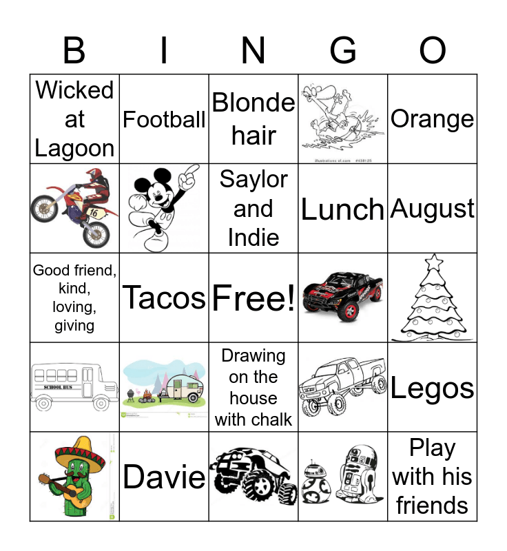 Oliver Bingo!! Bingo Card