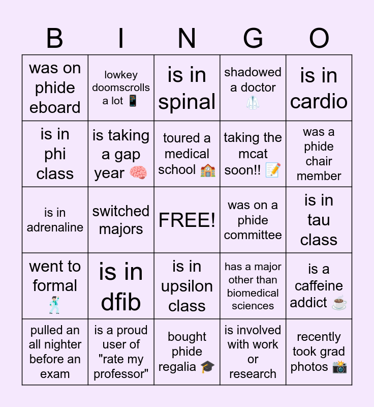 Chapter Bingo - PhiDE Seniors Edition! Bingo Card