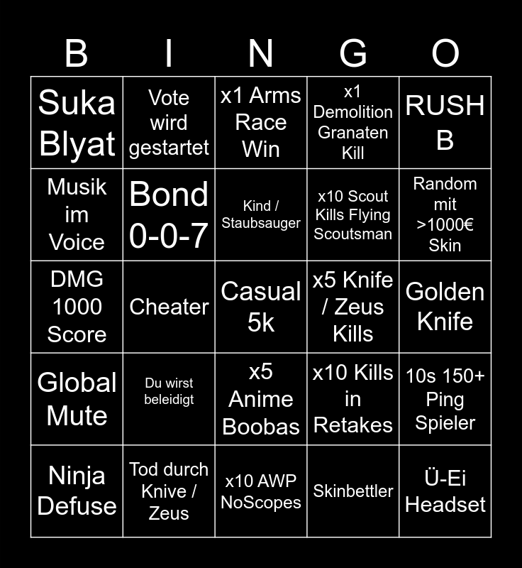 CS 2 Bingo Card