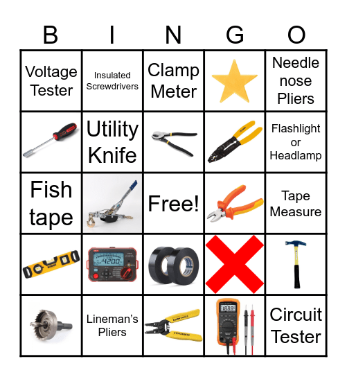 Electrical Tools Bingo Card