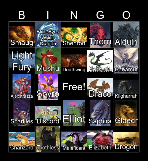 Famous Dragons Bingo Card