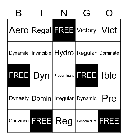 Chapter 8 Vocab Bingo Card