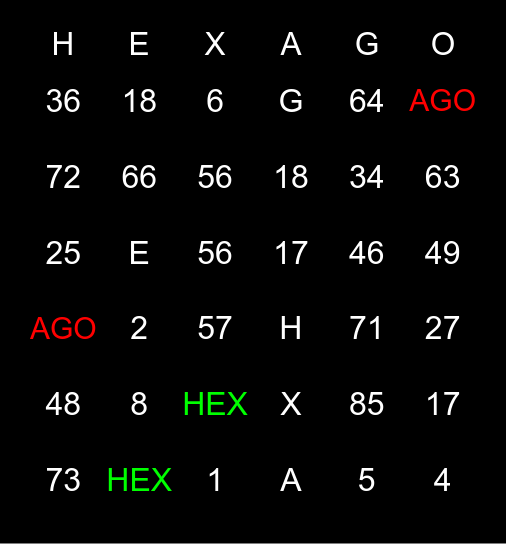 HEXAGO: 6x6 Bingo Card