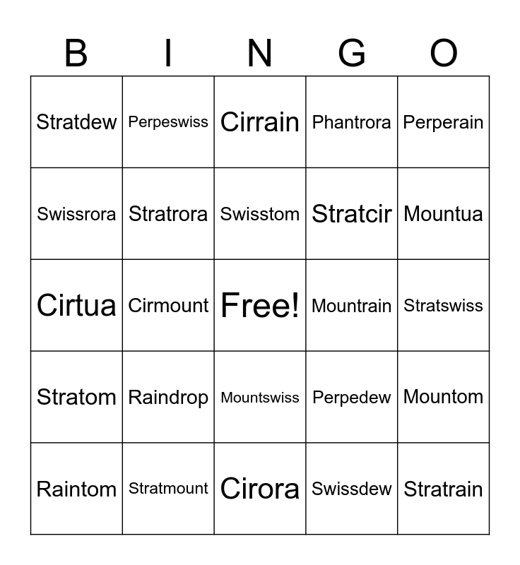 Ghost kiss bingo Card