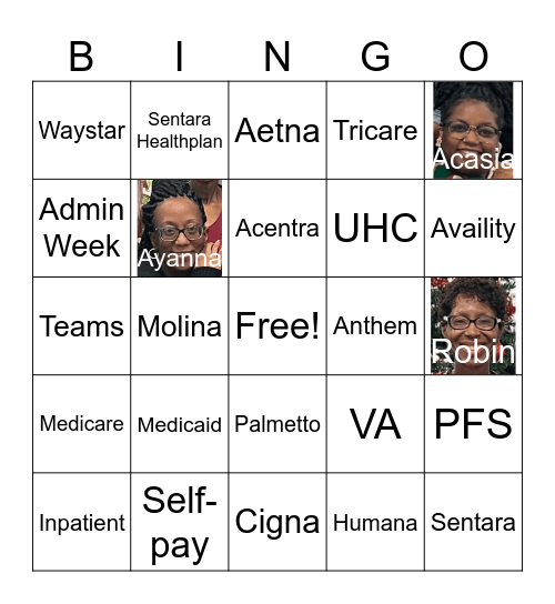 NOA Team Bingo Card