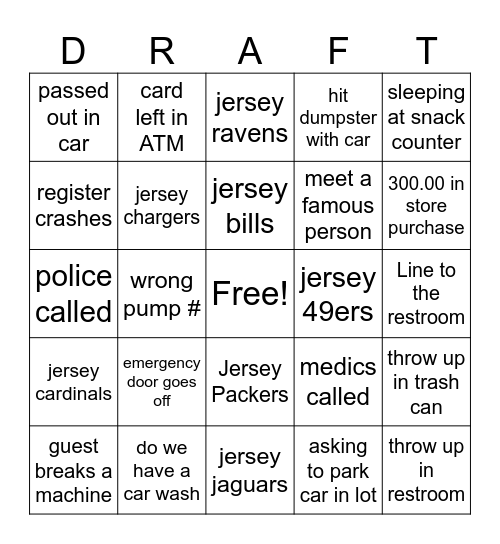 DRAFT Bingo Card
