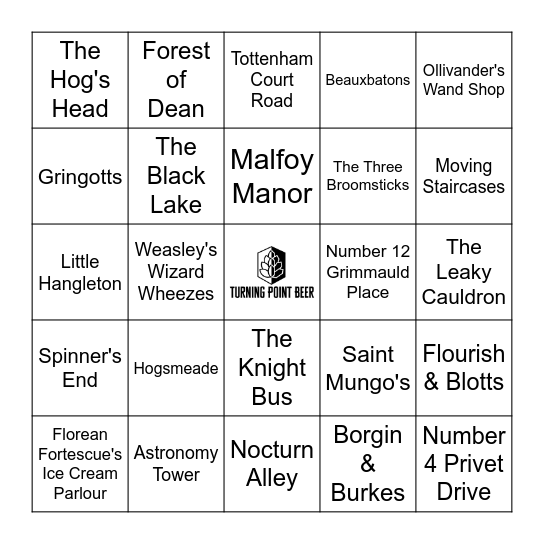 Harry Potter Bingo - Places Bingo Card