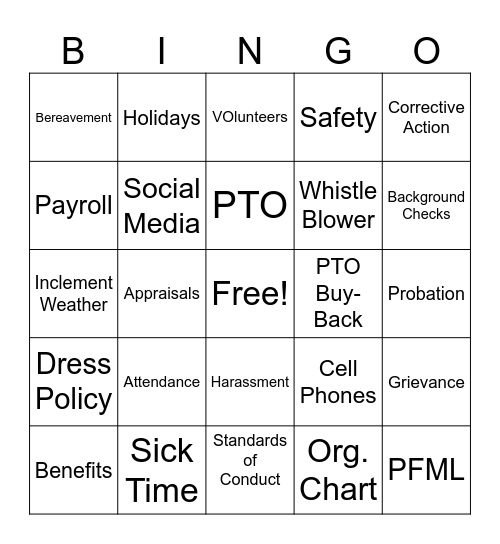 HR Bingo Card