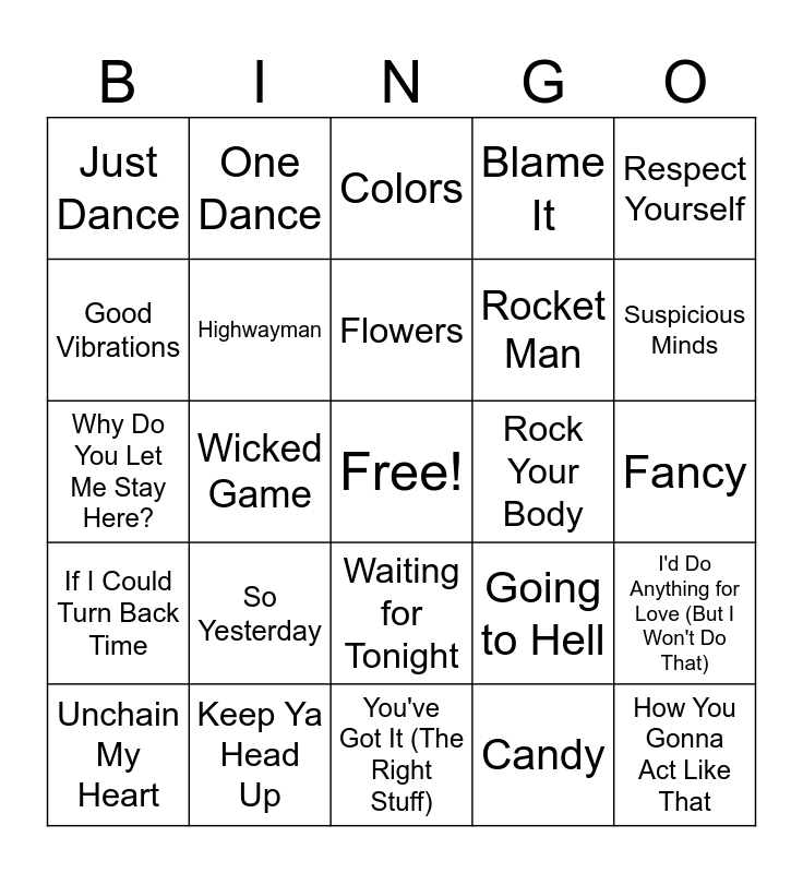 Actors That Sing Bingo Card