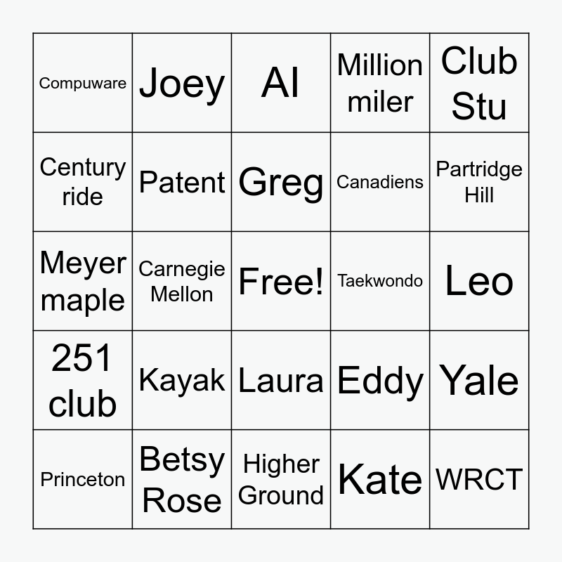 Stuart Bingo! Bingo Card