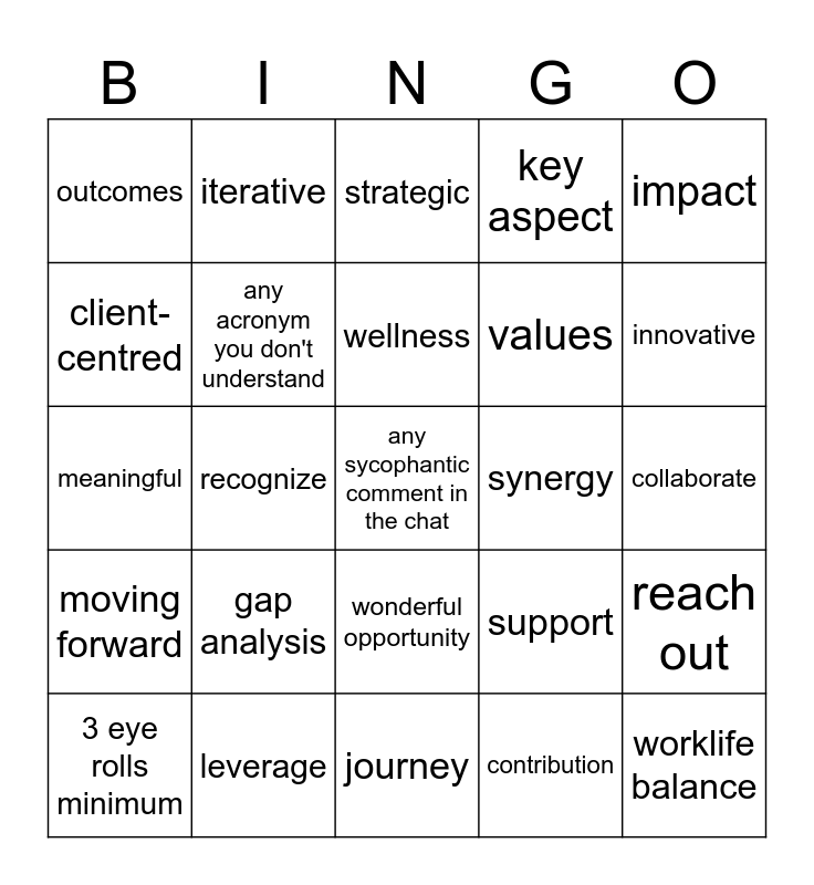 Staff Meeting BINGO Card