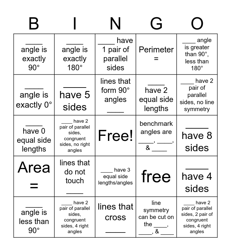 Unit 5 Bingo Card