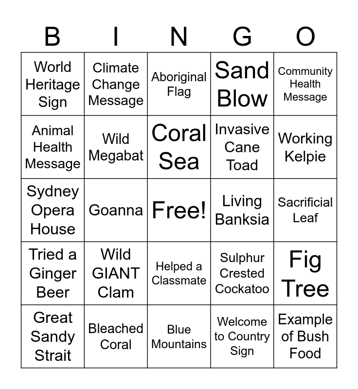 DINGO Bingo Card