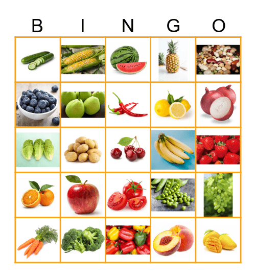 fruit & vegetables Bingo Card