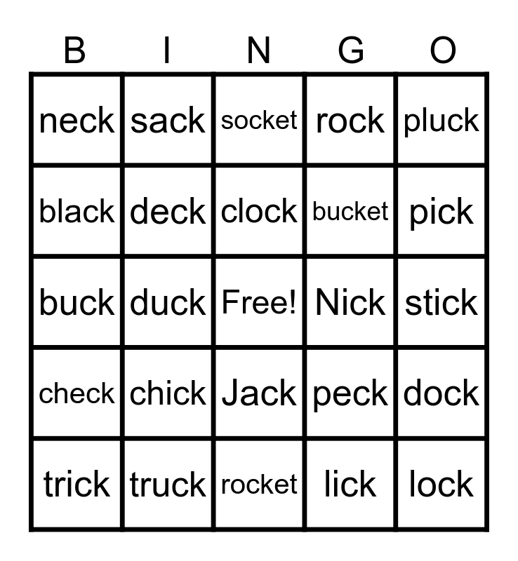 ck rule Bingo Card