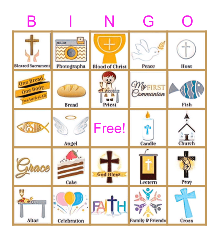 Stella’s First Communion Bingo Card
