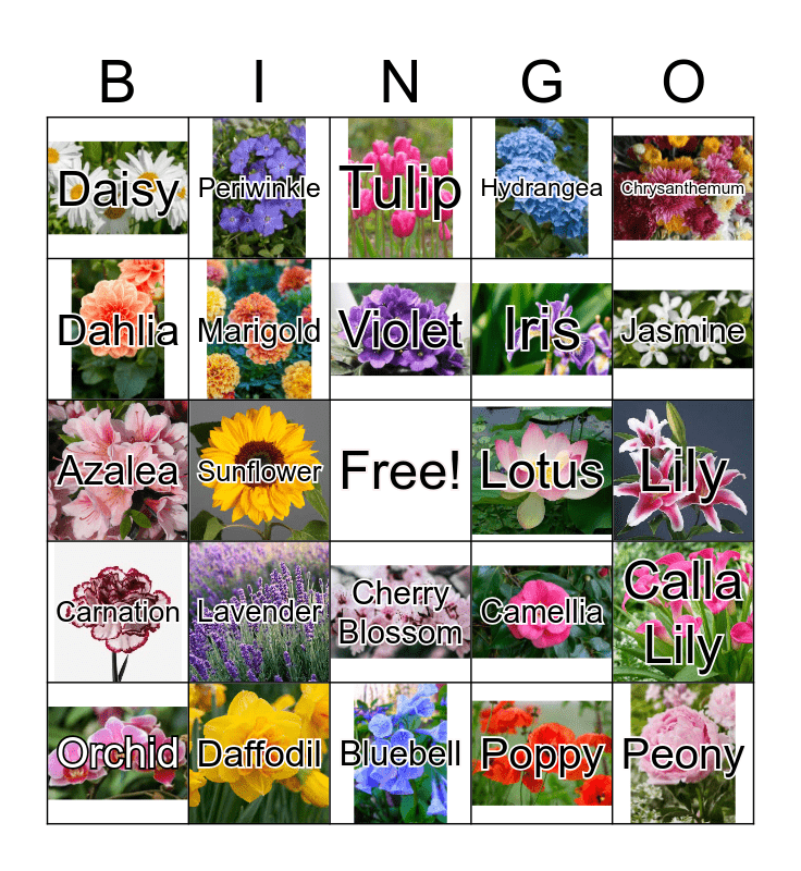 Flower Bingo Card