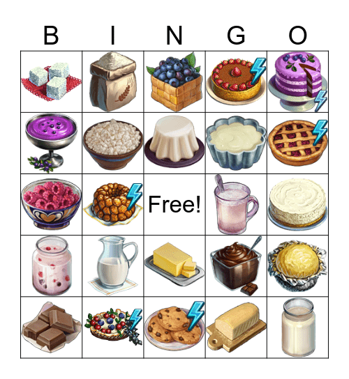 Klondike Bakery Items Bingo Card