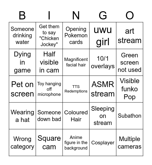 Twitch BINGO Card