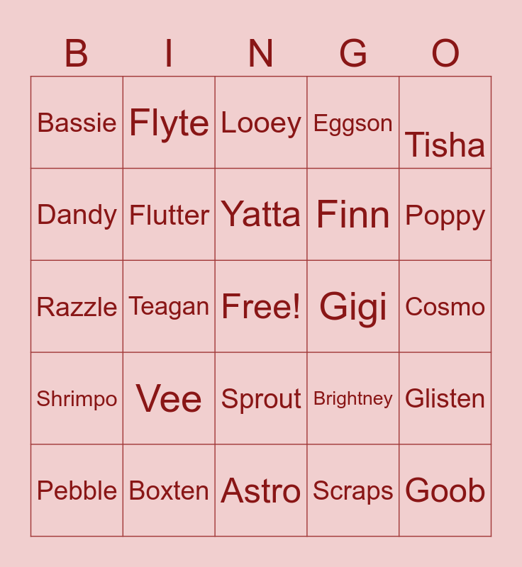Dandy Bingo Card
