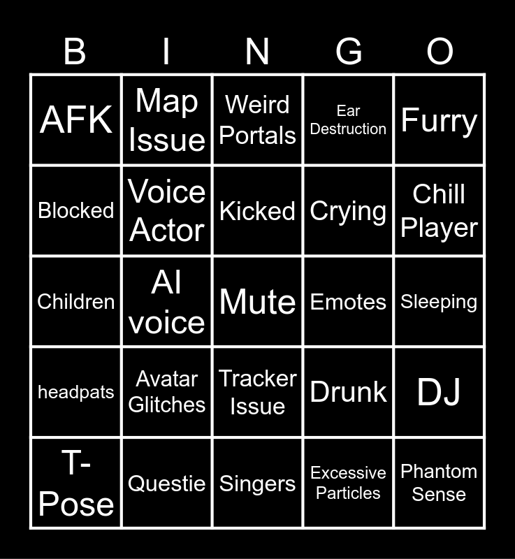 VRChat Bingo Card