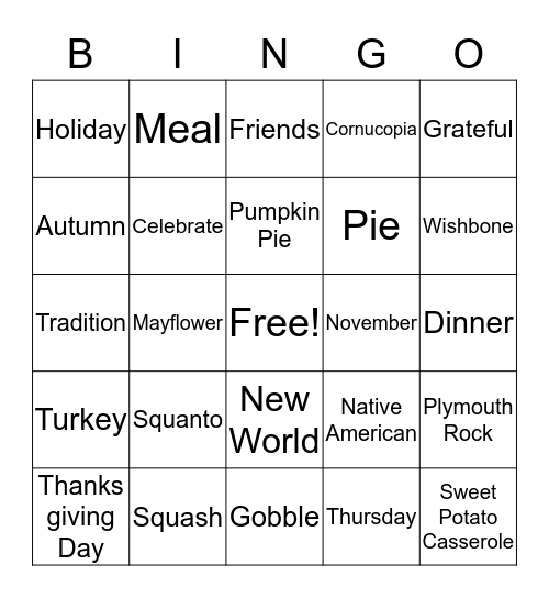 November Bingo Card