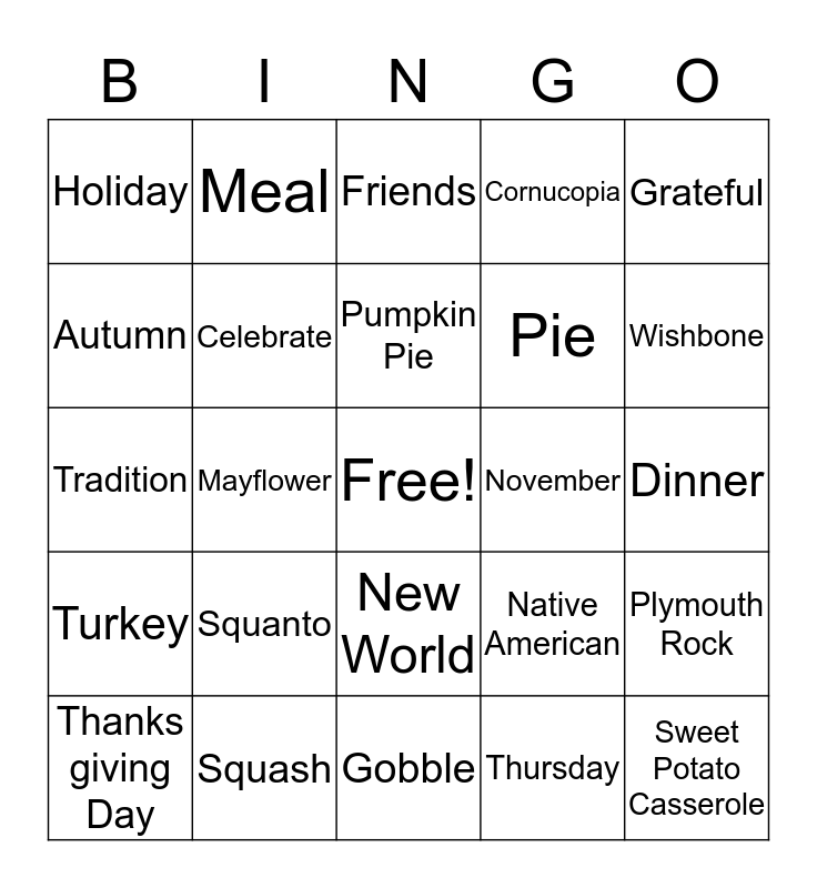 November Bingo Card