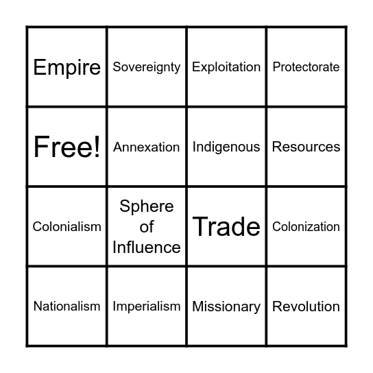 Imperialism Bingo Card