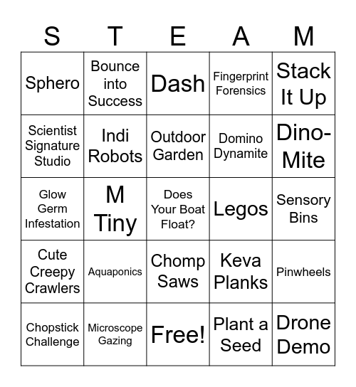 STEAM Bingo Card