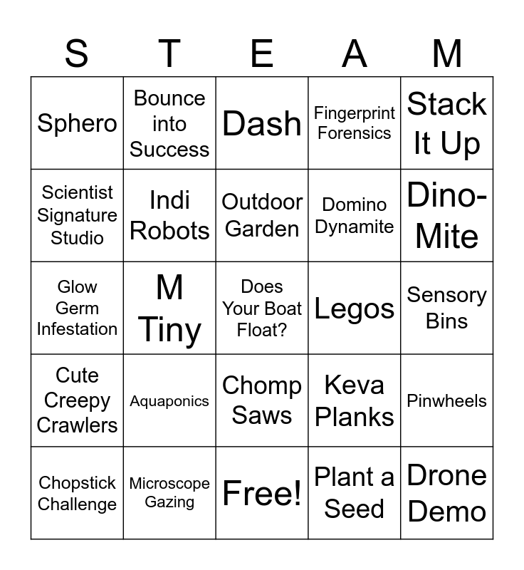 STEAM Bingo Card