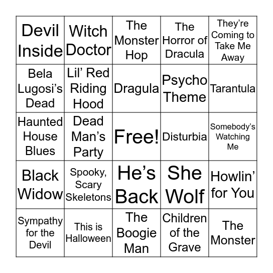 OctoBOO! Bingo Card