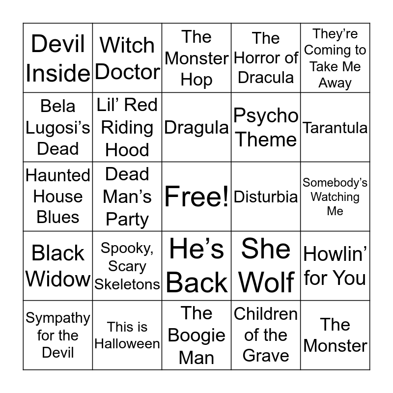 OctoBOO! Bingo Card