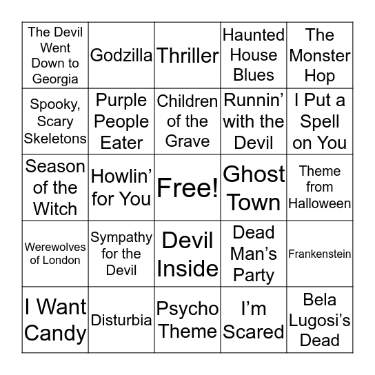 OctoBOO! Bingo Card