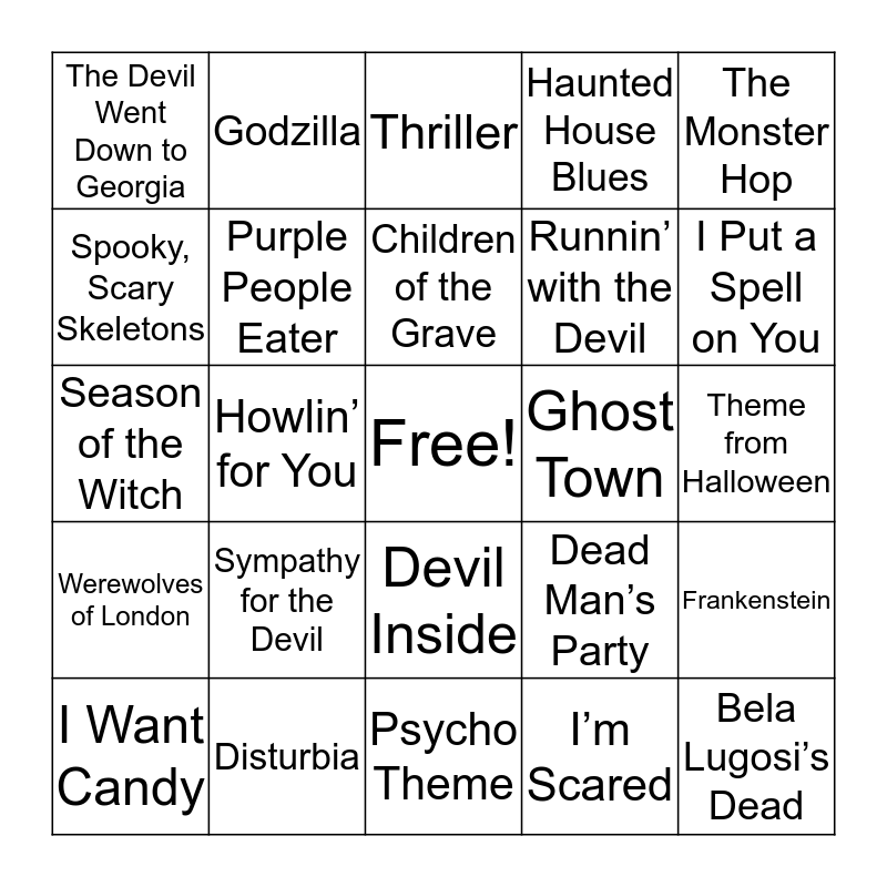 OctoBOO! Bingo Card