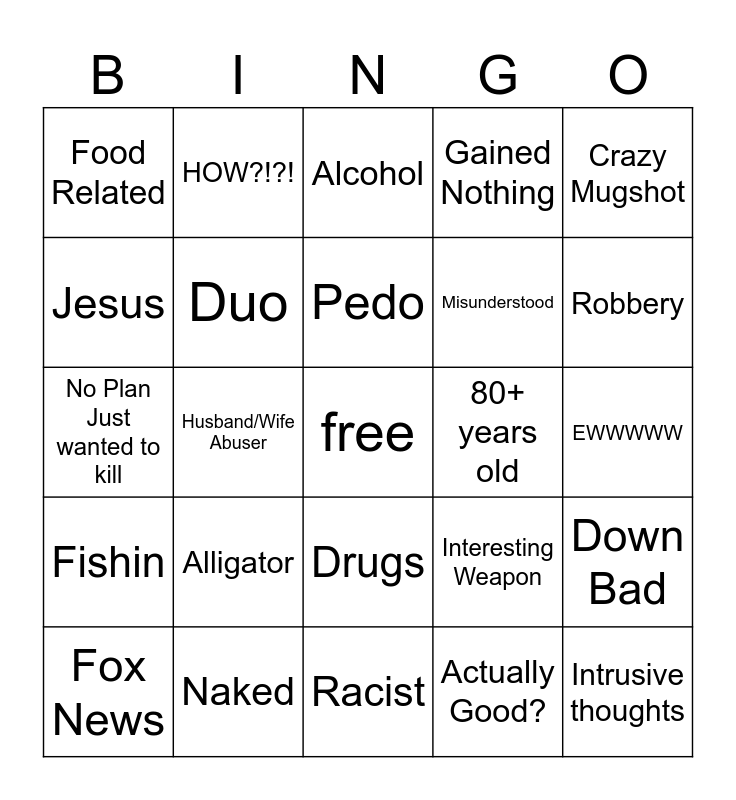 Florida8 Man Bingo Card