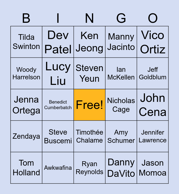 Naruto Cast Prediction Bingo Card